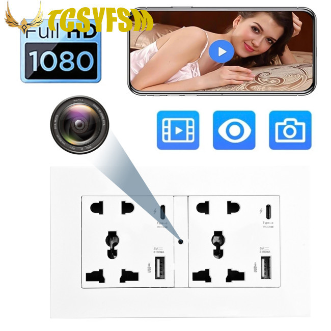 Tcsyfsm 1080p Wall Socket Wifi Camera Dual Type-c Fast Charging Dual ...