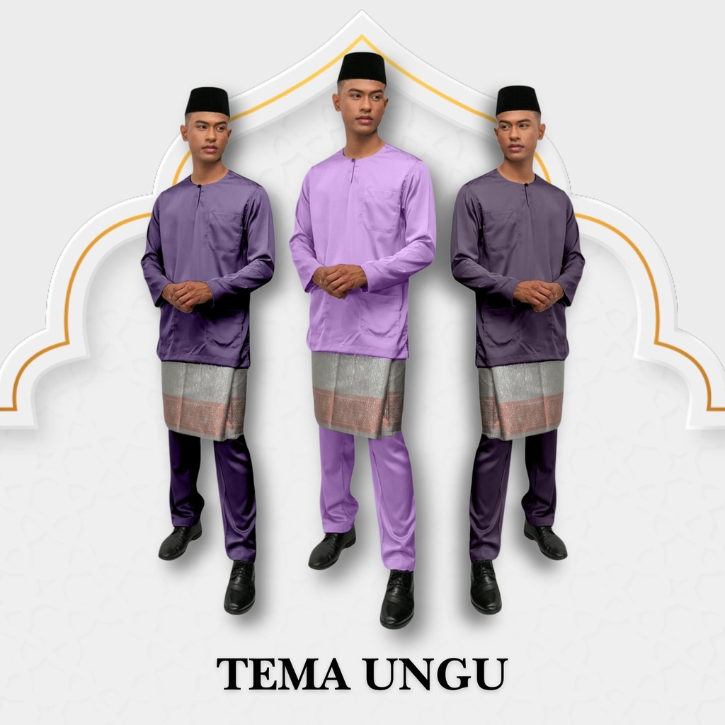 (Free Sampin) Tema Ungu (Purple) - Teluk Belanga Moden Fit Baju Melayu ...