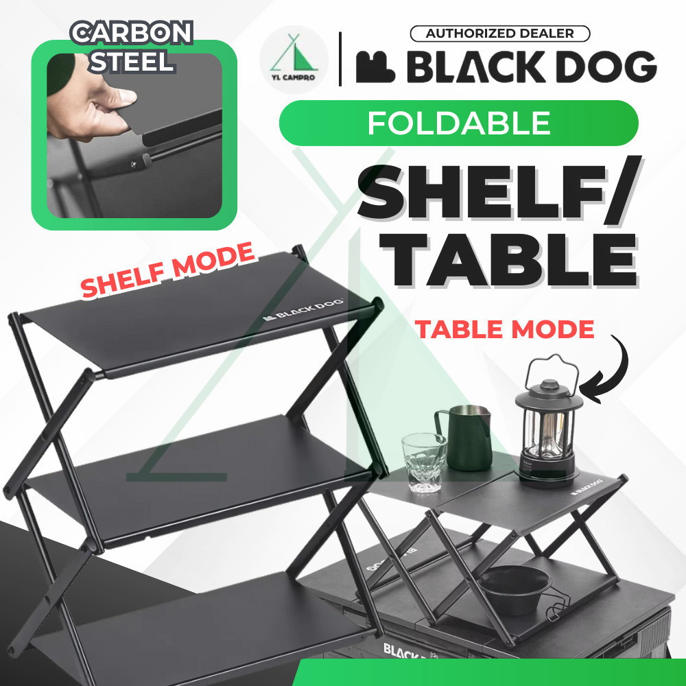BLACKDOG 3 Layer Desk Rack Foldable Storage Rack Carbon Steel Three ...