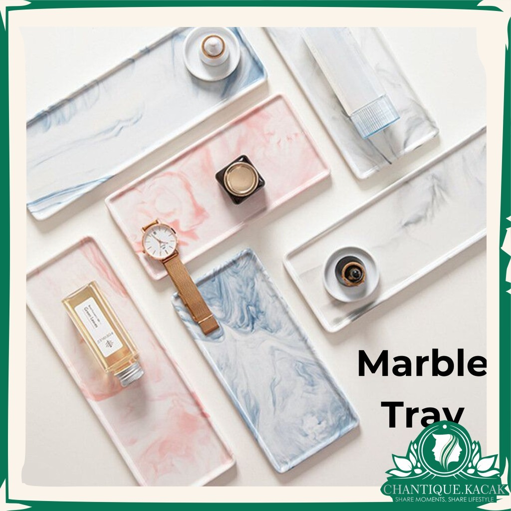 CK~ Jewelry Organizer Marble Ceramic Tray Bathroom Toiletries Bottles ...