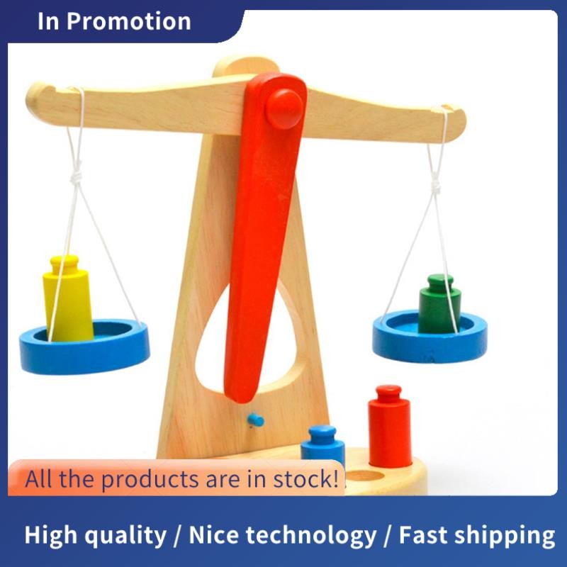 Funny Wooden Balance Scale with 6 Weights Toy Weighing Scale Sensorial ...