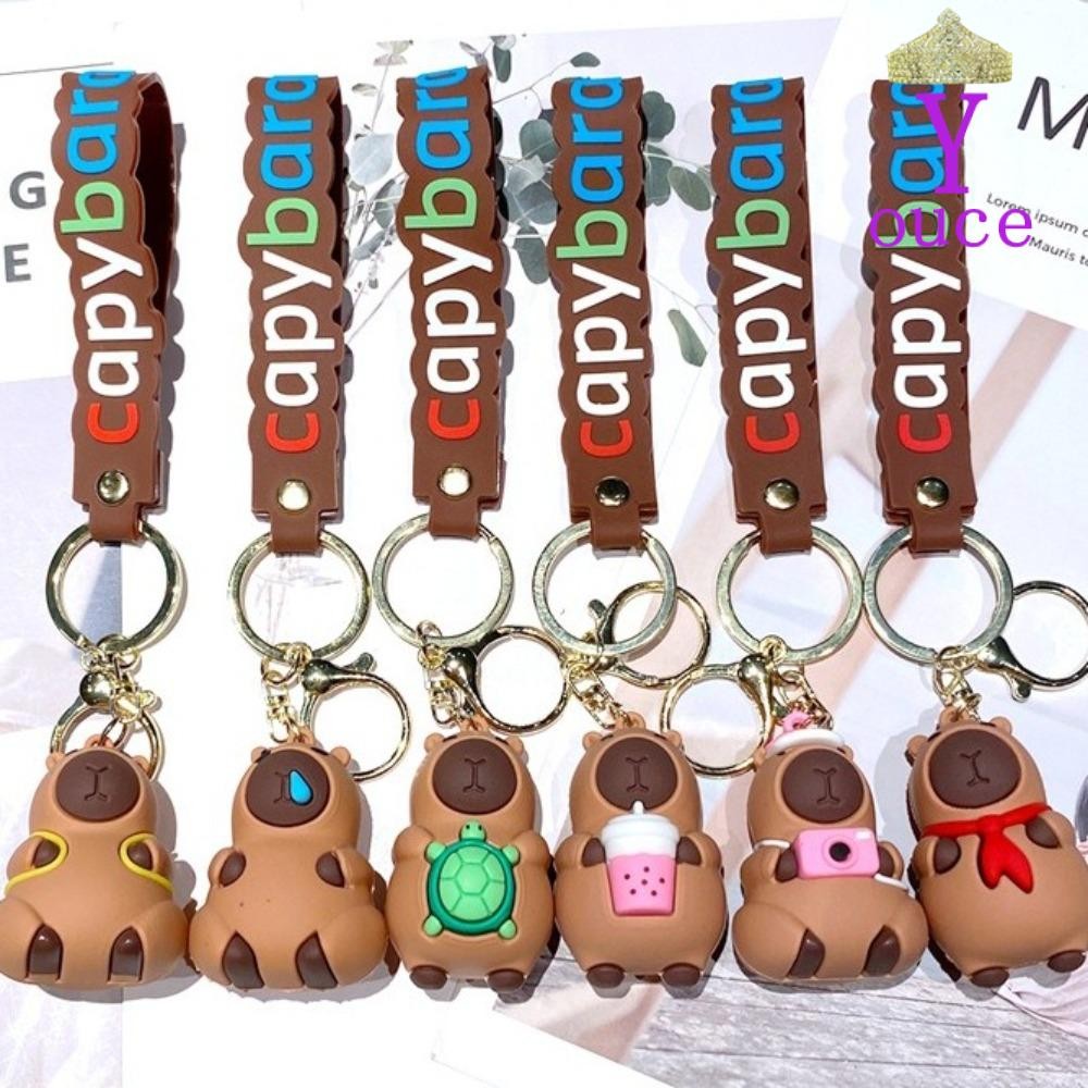 YOUCE Key Chain, Cute Capybara PVC Key Ring, Brown Cartoon Anime Bag ...