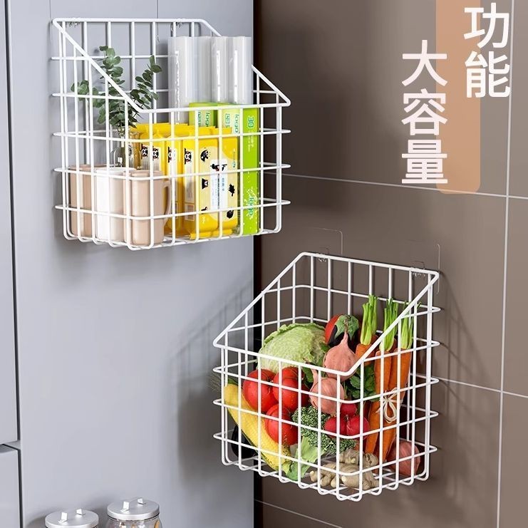 Kitchen Vegetable Storage Basket Iron Wall-Mounted Basket Wall-Mounted ...