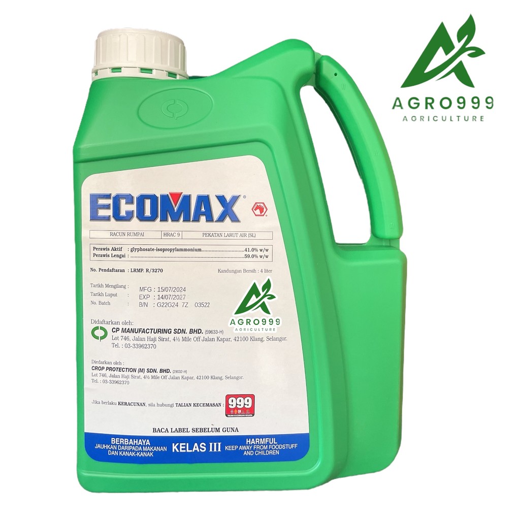 100% Original Ecomax 4L | Racun Rumput |Glyphosate Isopropylamamine 41% ...