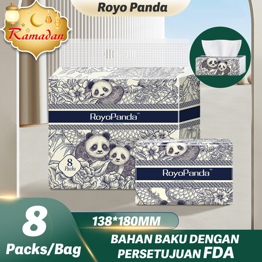 【8 Packs】Royo Panda Tisu Soft Deluxe Tissue Cheerful Tissue Facial ...
