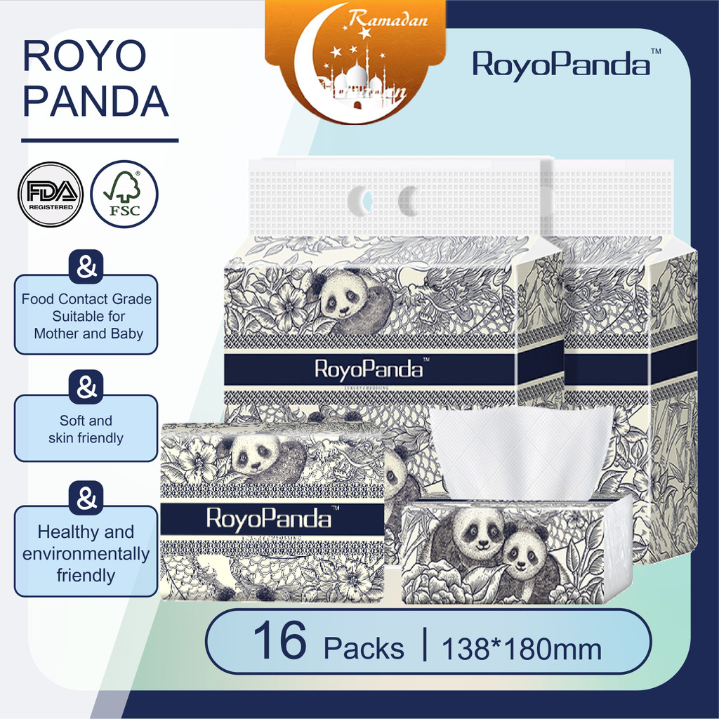 【16 Packs】 RoyoPanda Tisu Soft Deluxe Tissue Cheerful Tissue Facial ...