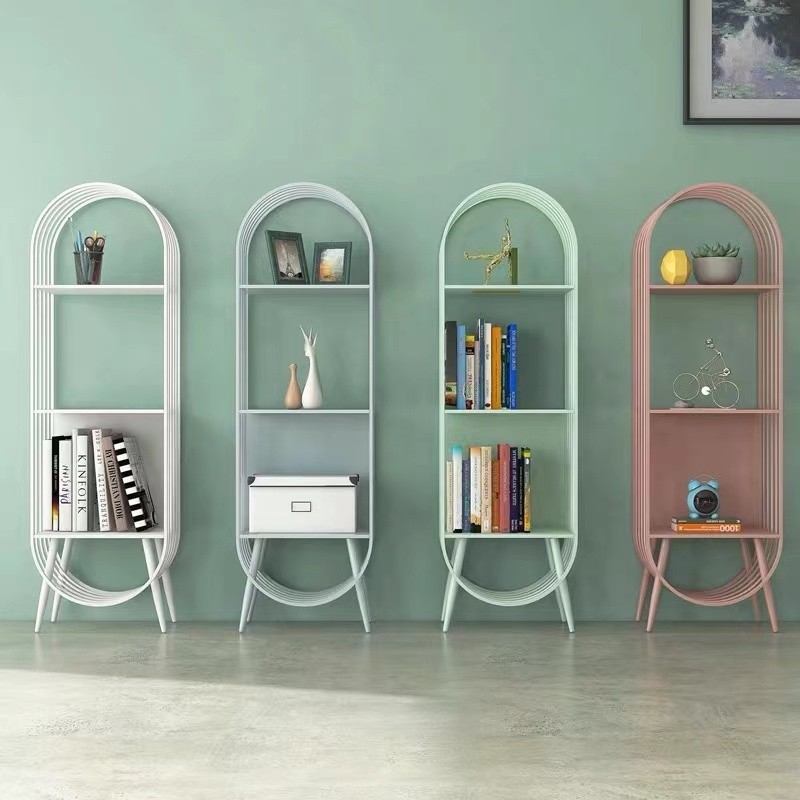 Creative Iron Shelf Vertical Curved Bookshelf Narrow Slit Multi-Layer ...