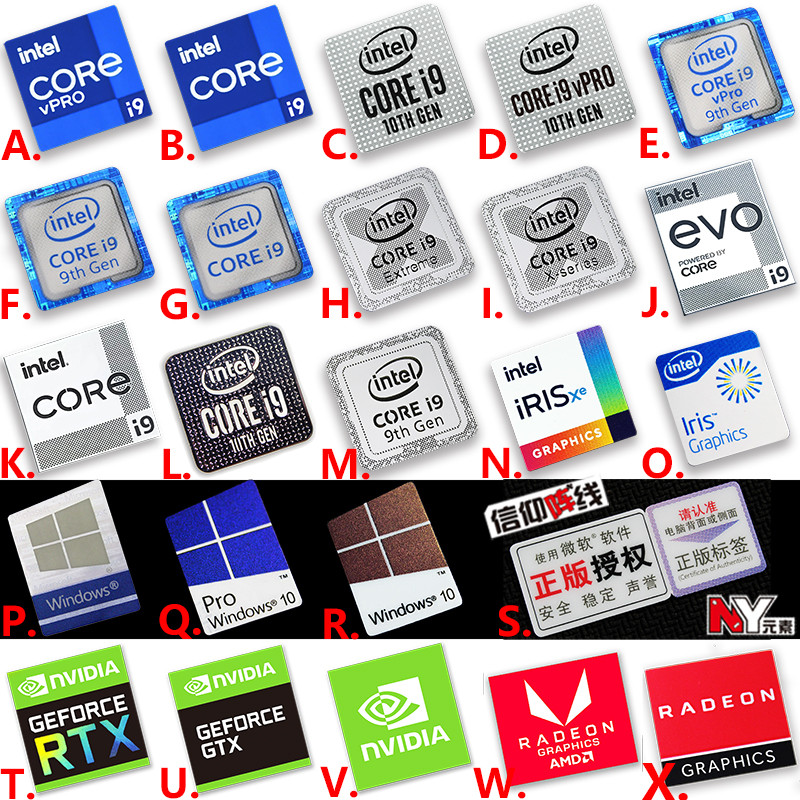 Stickers New Style Original core i9 core 8 9 10 11th Generation EVO ...