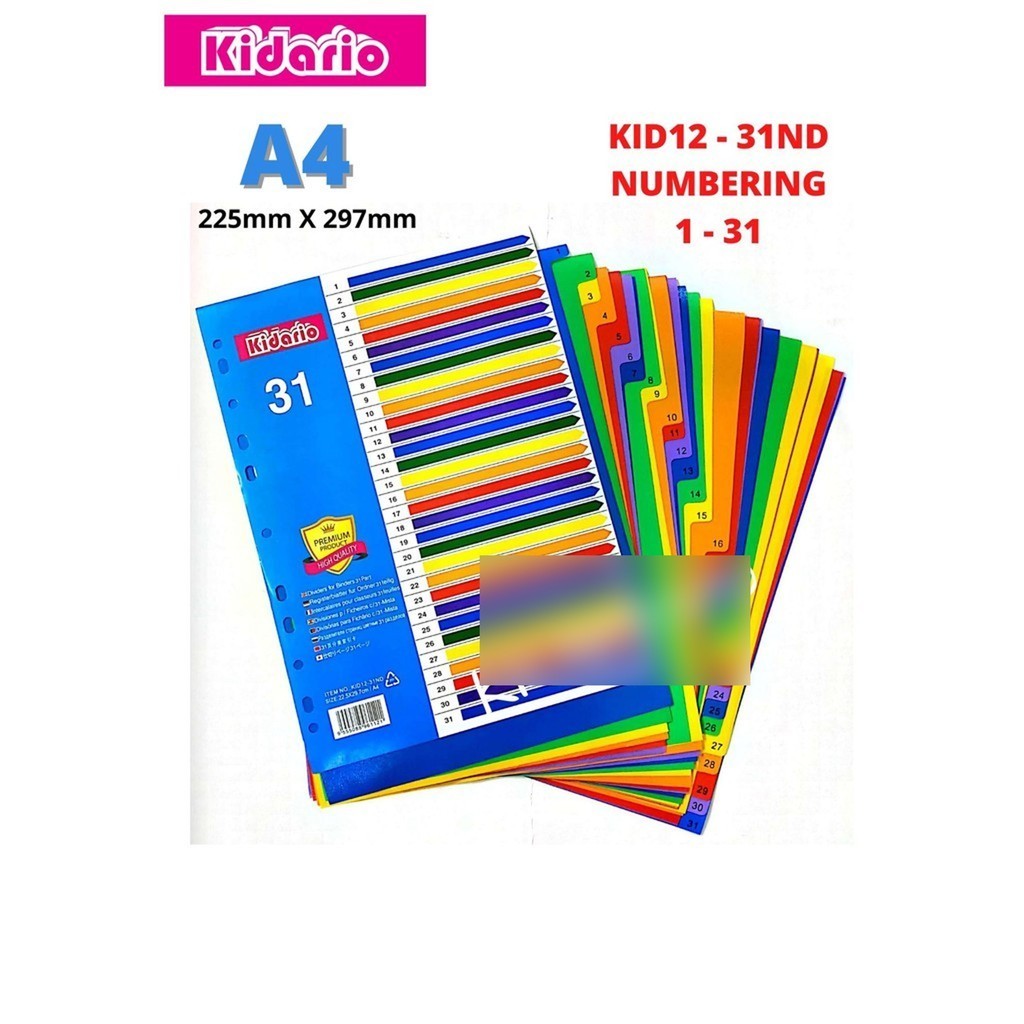 Kidario Index Divider A4 Paper Segmentation Filing Arch File Folder ...