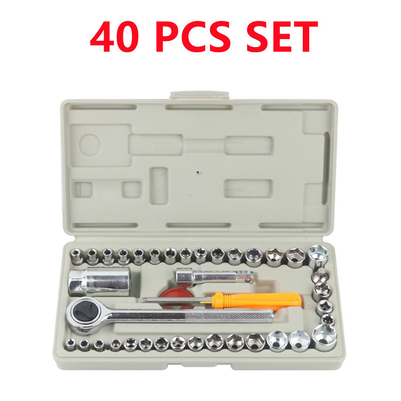 40 Pcs Combination Socket Ratchet Wrench Motor Repair 40 Spanner Socket ...
