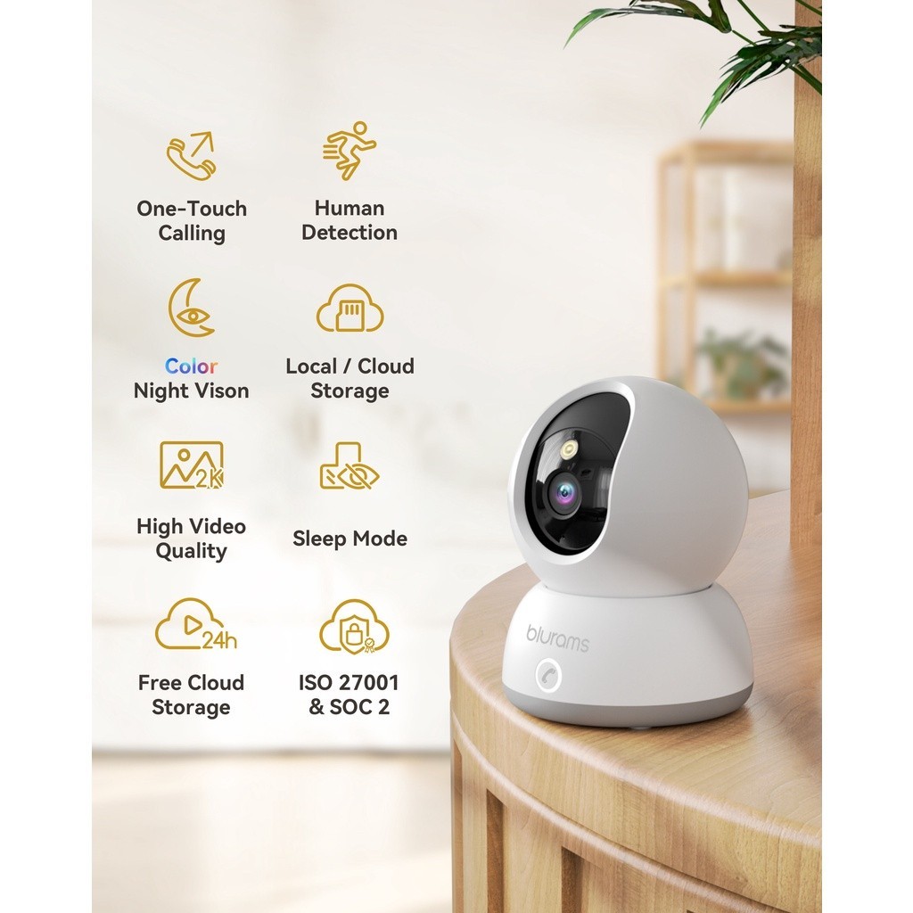 Blurams LUMI A31C Camera 2K HD Wireless 360° Motion Tracking Detection ...