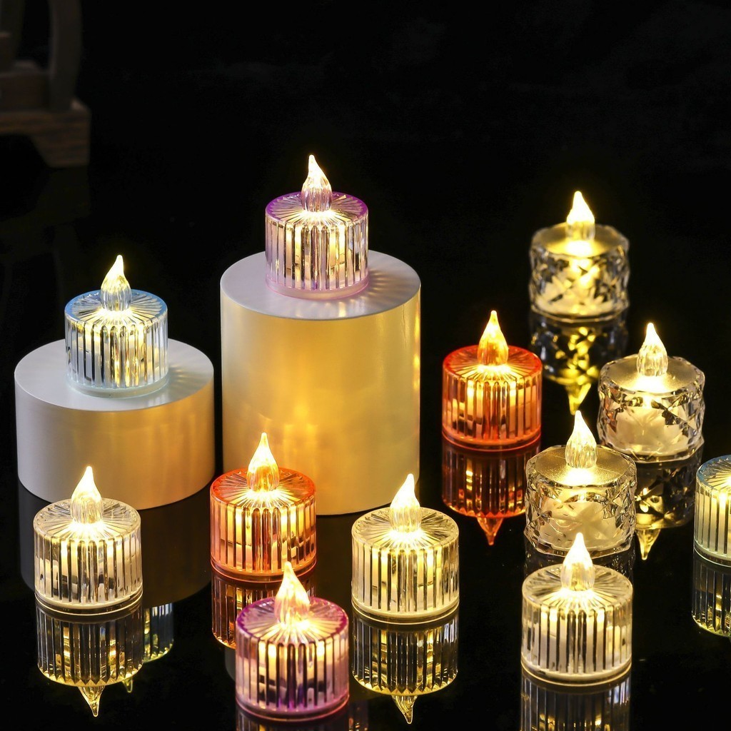 led electronic candle light mini crystal candle holder night light ...