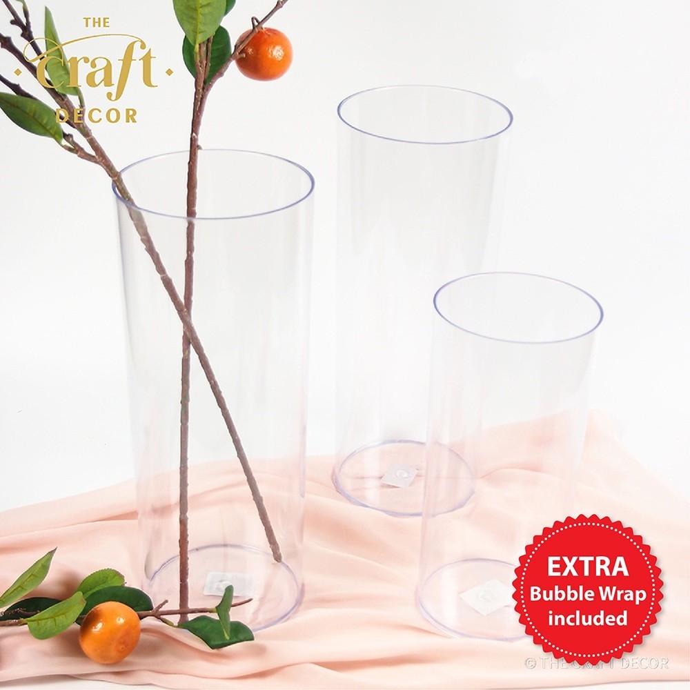 The Craft Decor Transparent Cylinder Acrylic Vase | Long Flower Vase ...