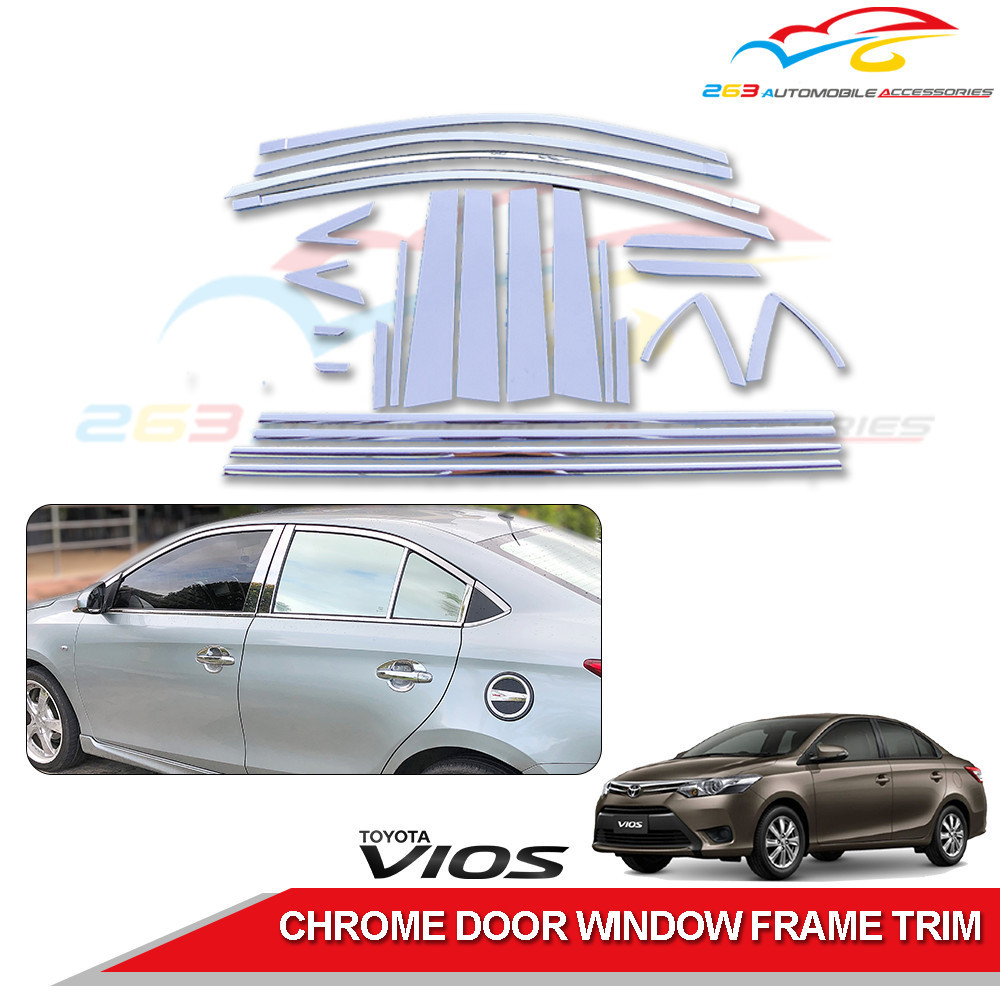 TOYOTA VIOS NCP150 2014-2019 DOOR WINDOW FRAME TRIM 'STAINLESS STEEL ...
