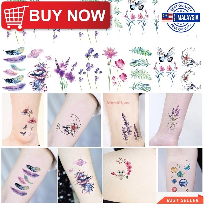 MH 3D Watercolor Flower Waterproof Tattoos Sticker / Women & Man Sexy ...