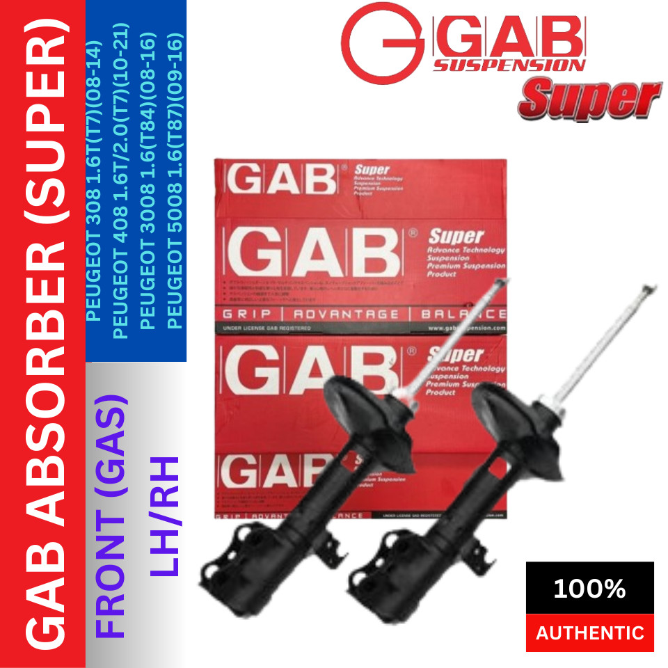 Original GAB Super Absorber-FRONT&REAR GAS PEUGEOT 308 1.6T(T7)(08-14),408 1.6T/2.0(T7)(10-21 ...