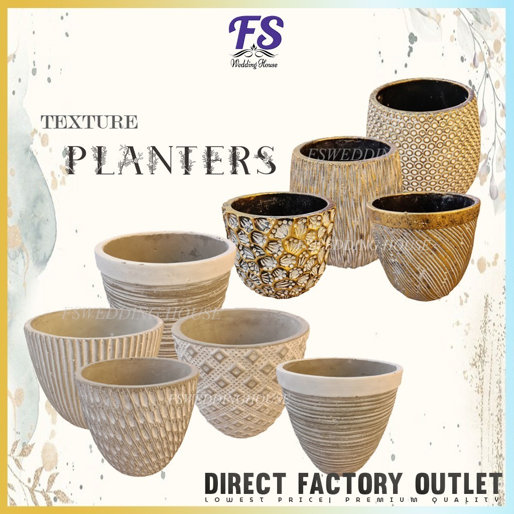 1 PCS - TEXTURE PLANTERS/CERAMIC PLANTERS/FLOWER POT/STONE TEXTURE ...