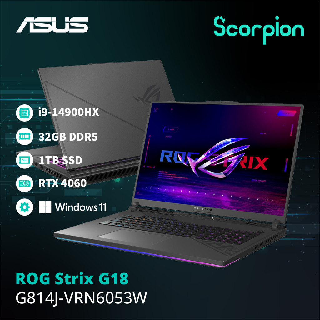 Asus ROG Strix G18 G814J-VRN6053W Gaming Laptop（Aeon Credit Services-36 ...