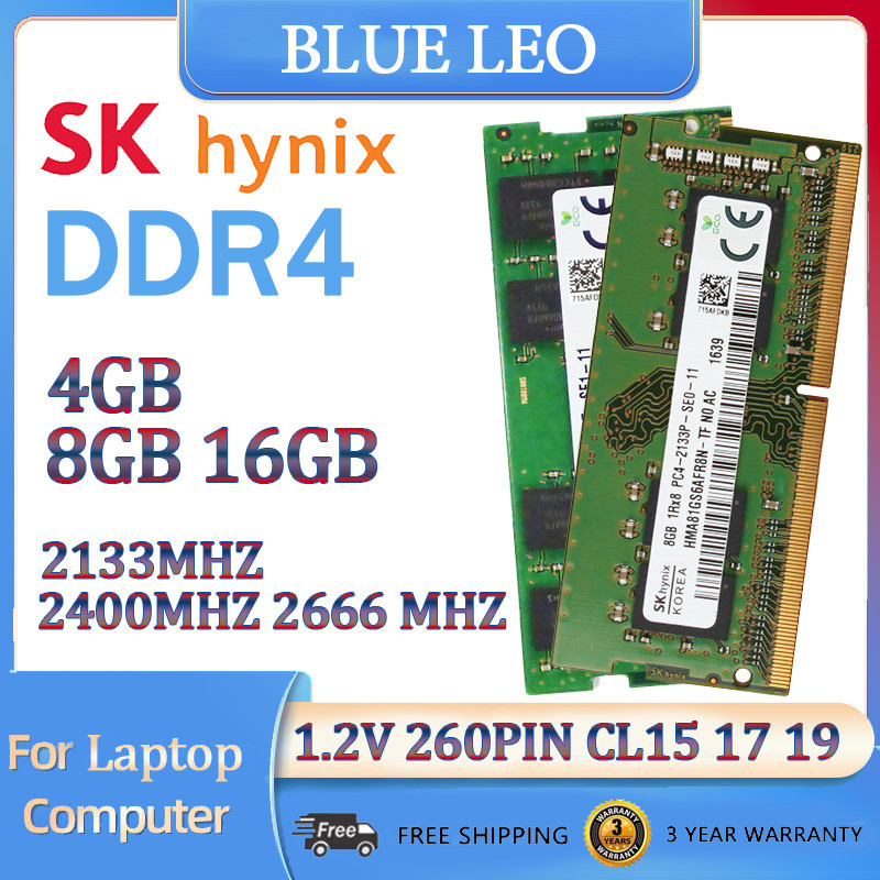 SK Hynix 4GB 8GB 16GB RAM DDR4 2133Hhz 2400Mhz 2666Mhz PC4 1Rx8 2Rx8 17000 19200 21300 Laptop ...