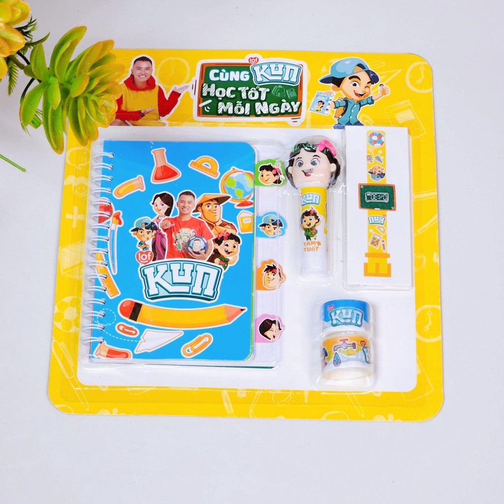 Kun 6 Piece learning kit for children with notebook, glue, stickers ...