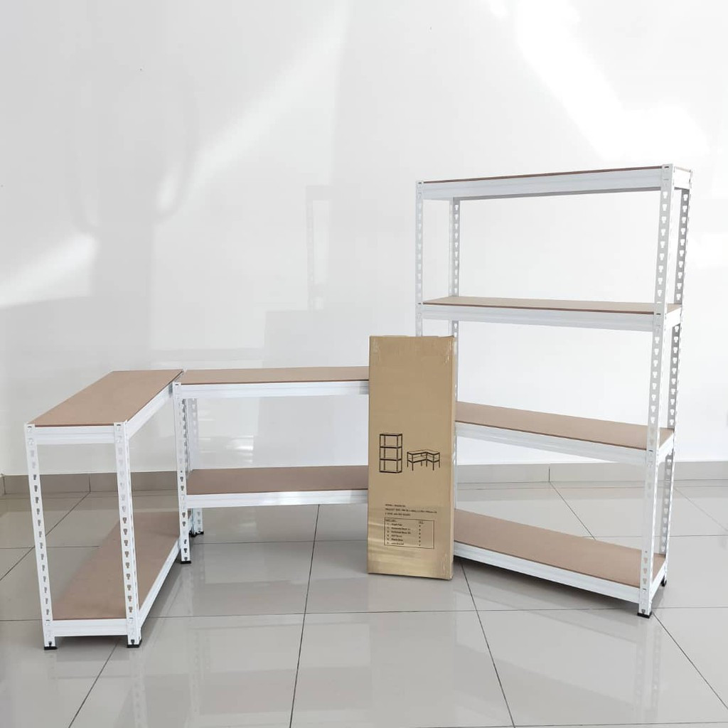 [re309015h] White Multipurpose 4 Tier Boltless Rack Rak Simpanan Rak Buku Rak Pameran多用途4