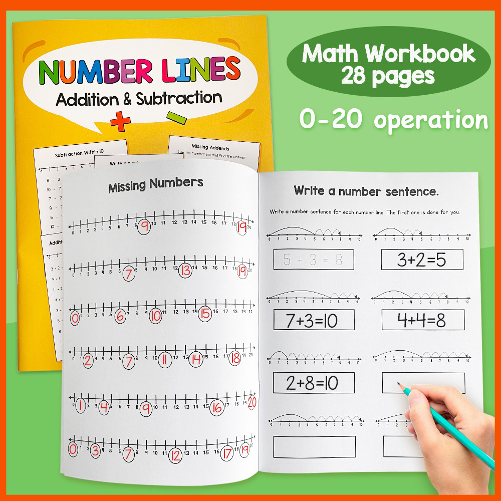 Kid Math Exercise Workbook Addition & Subtraction within 20 Number Axis ...