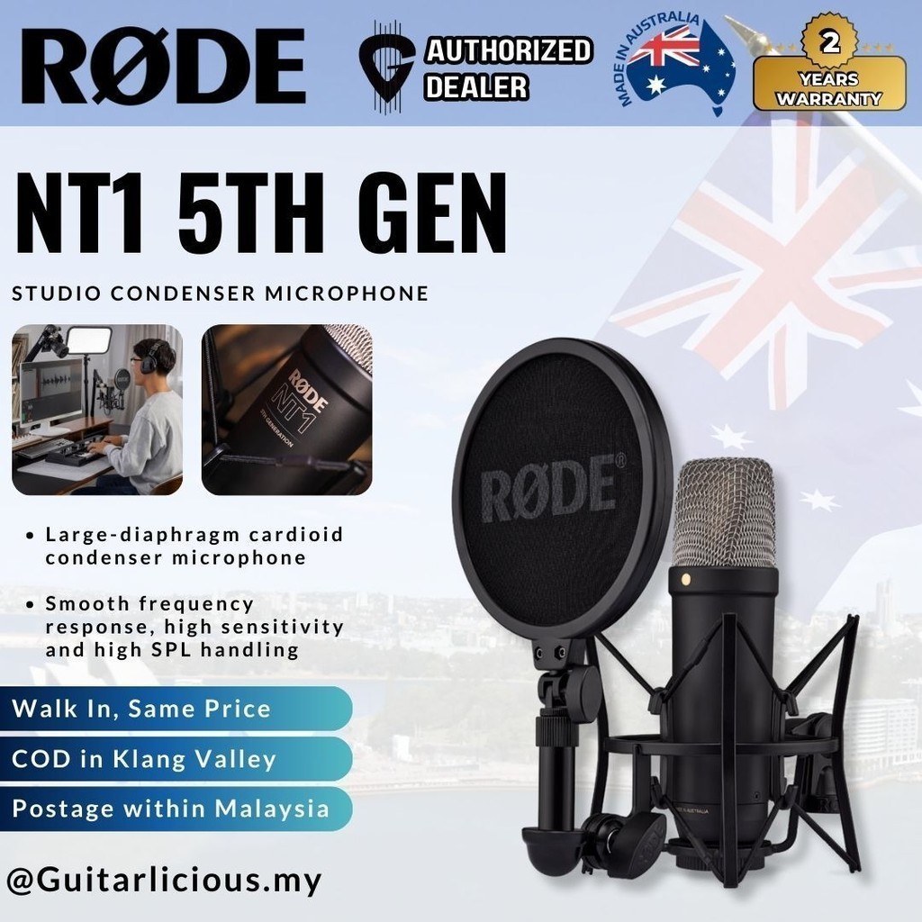 Rode NT1 5th Generation Studio Condenser Microphone - Black ( NT1GEN5 ...
