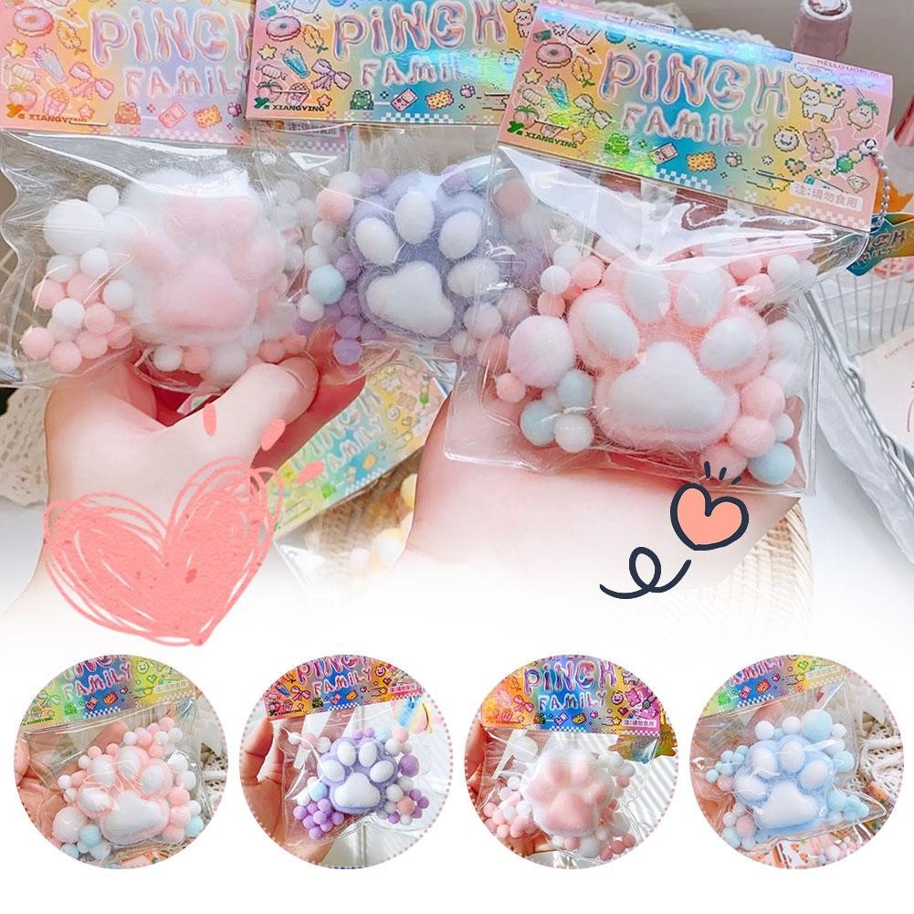 Kawaii Plush Cat Foot Squishy Fidget Toy Mochi Antistress Stress Relief ...