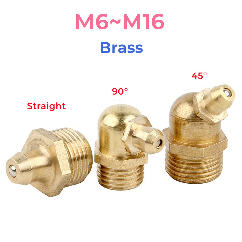 Brass Male Thread Grease Zerk Nipple 45/90 Degree Oil Mouth M6 M8 M10 ...