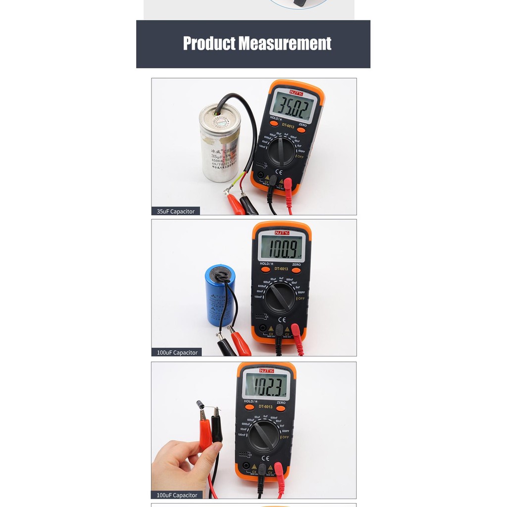NJTY Digital Capacimeter 6000 counts Capacitor Capacity Meter Lcr ...