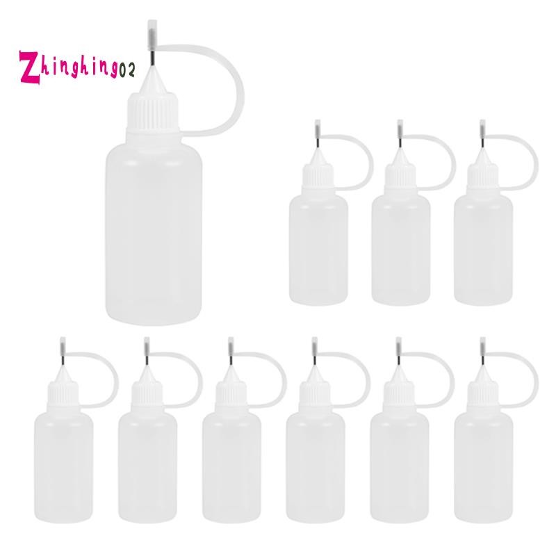 10Pcs 30Ml Plastic Squeezable Tip Applicator Bottle Refillable Dropper Bottles with Needle Tip ...