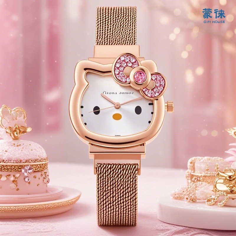 New Cute Cartoon Quartz Watch Hello Kitty Magnetic Bracelet Watch ...