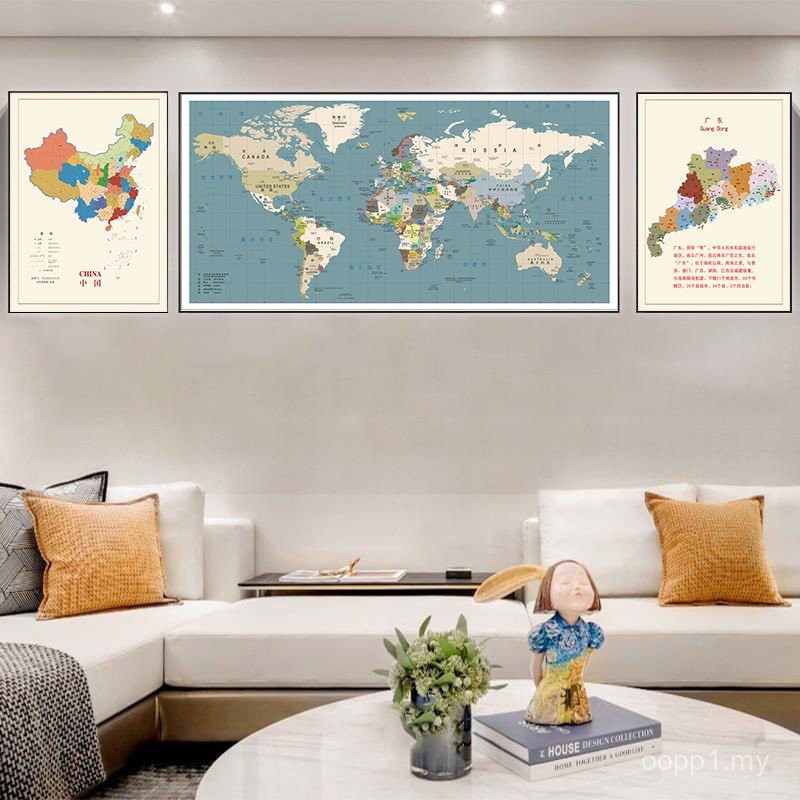 2023 New Version Chinese World Map Wall Painting Office Living Room ...