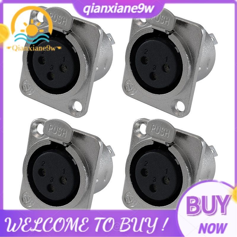 XLR Female Jack 3 Pin - Panel Mount Jacks D Series Size XLR-F - 4 PACK ...