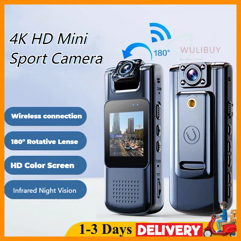🔥4K HD WIFI Mini Sport Camera Digital Video Recorder 180°Ratation Night ...