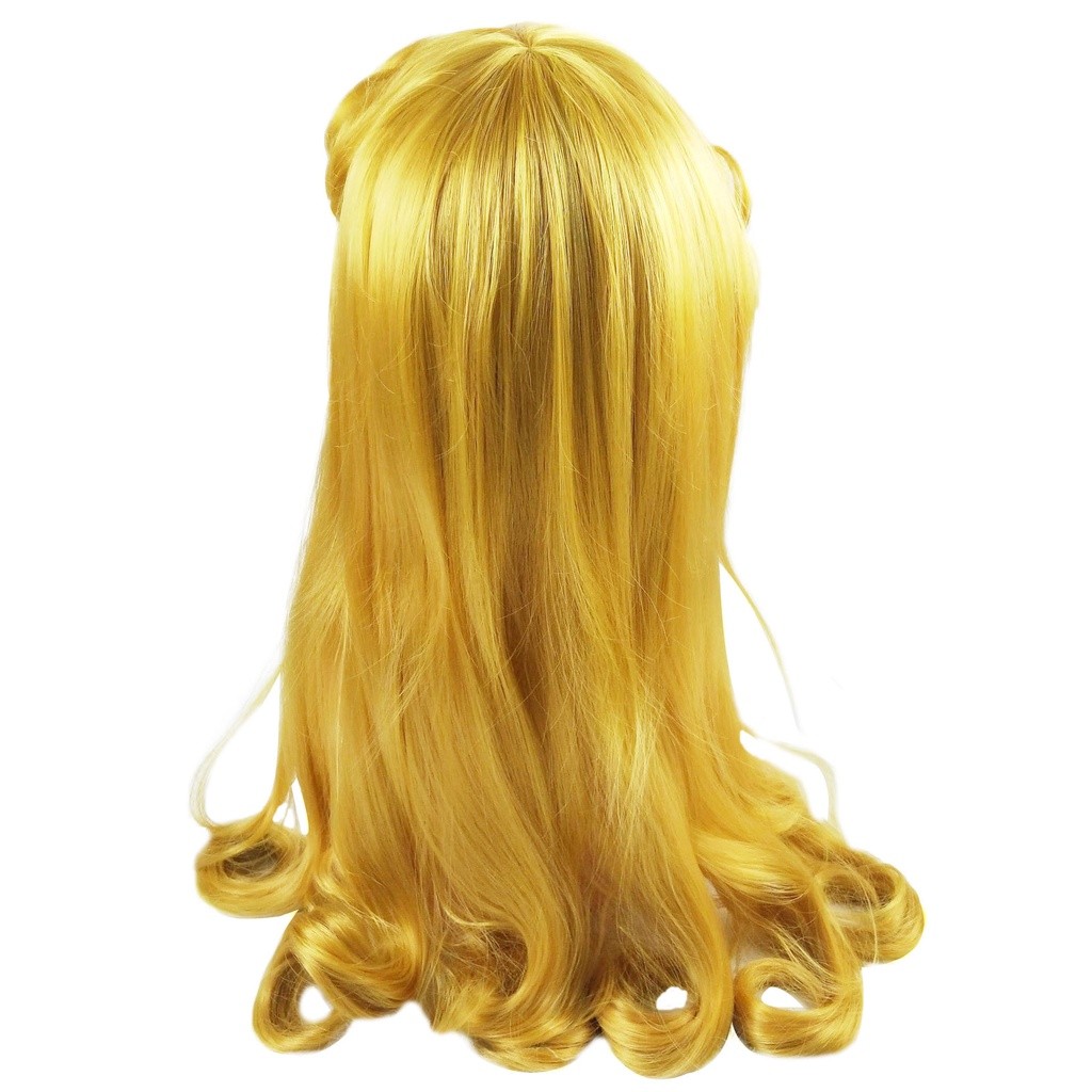 Princess Elora cos sleeping beauty yellow long curly hair cosplay anime ...