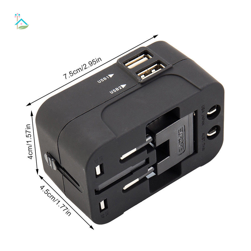 World Wide Universal Travel Adapter US/EU/UK/AU Multi Plug Charger With ...