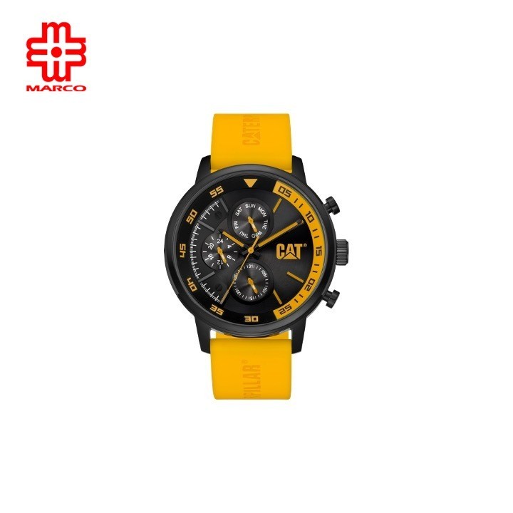 Caterpillar Sail AK-169-27-127 Black Yellow Silicone Analog Watch ...