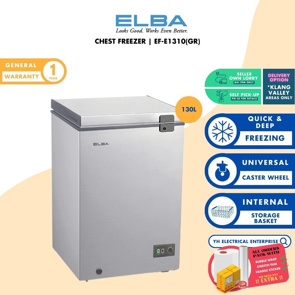 Elba 130L Artico Series Chest Freezer - EF-E1310(GR) | Shopee Malaysia