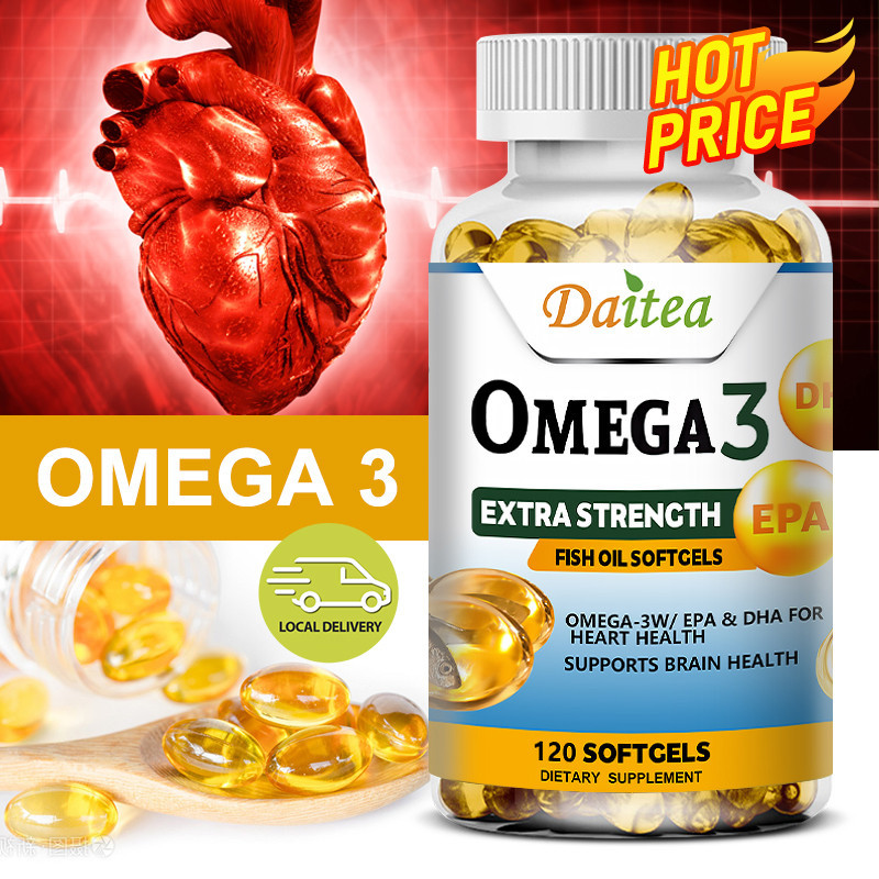 Daitea Fish Oil Supplement - EPA & DHA Support Heart Health Brain & Blood Vessel Health and ...