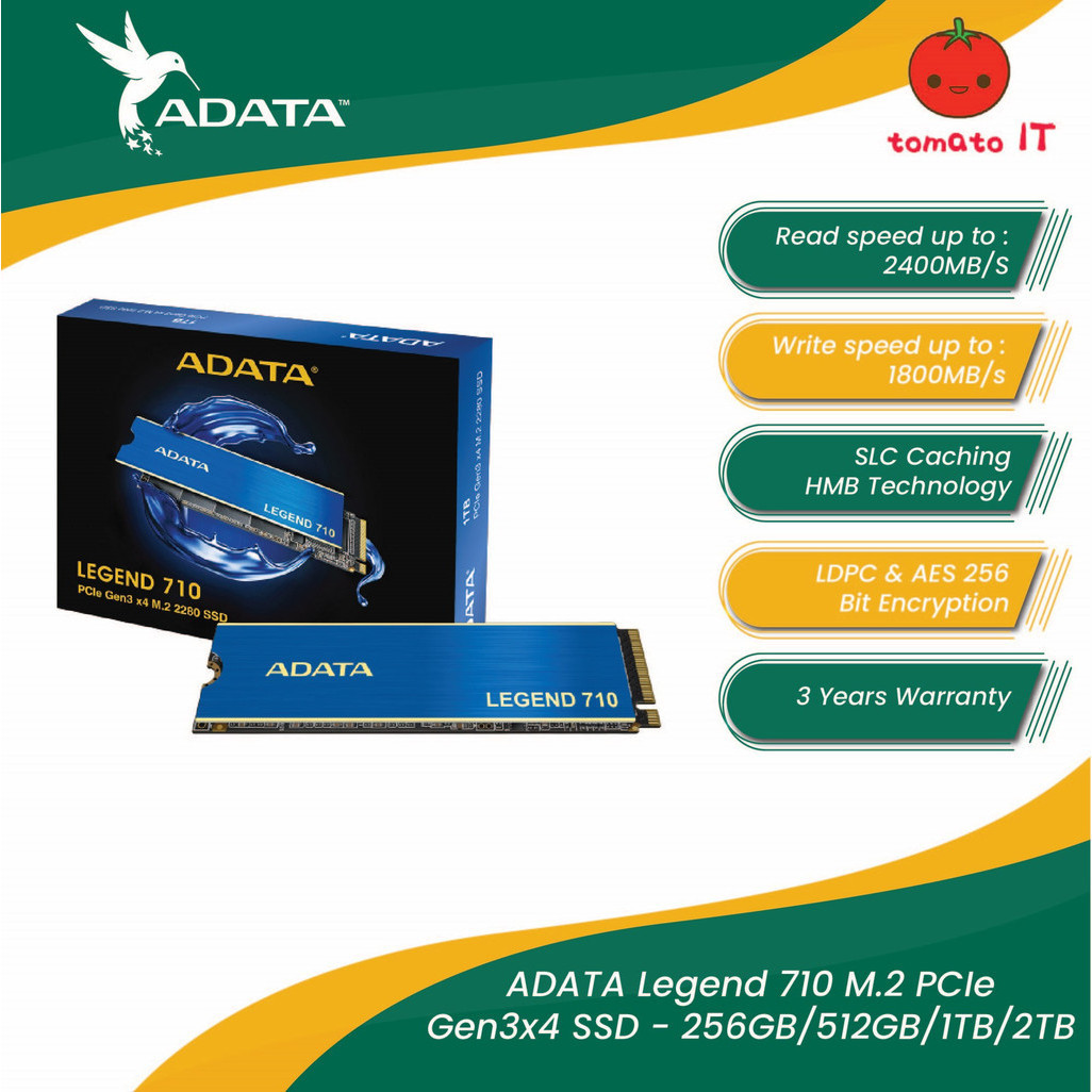 ADATA Legend 710 PCIe Gen3x4 M.2 SSD (256GB, 512GB, 1TB, 2TB) | Shopee Malaysia
