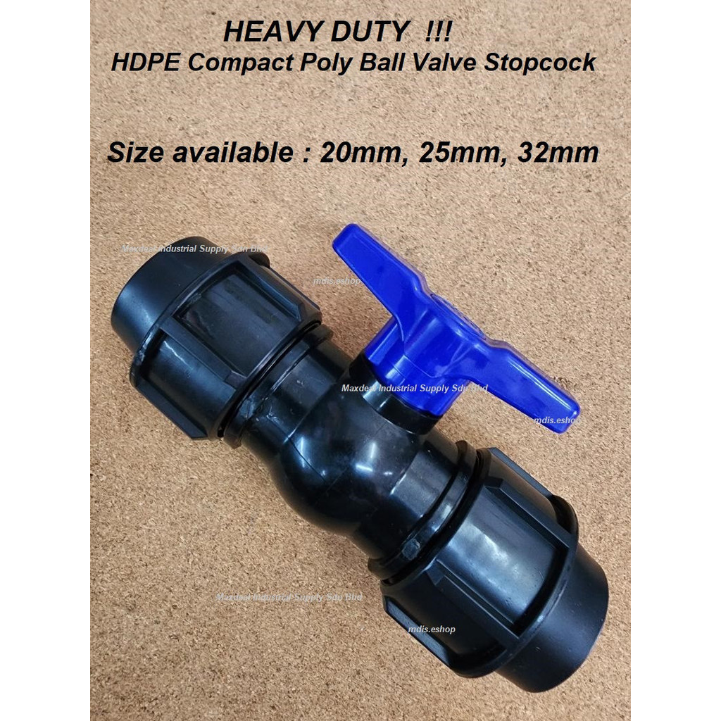 HEAVY DUTY HDPE Poly Compact Ball Valve Stopcock 20mm 25mm 32mm ...