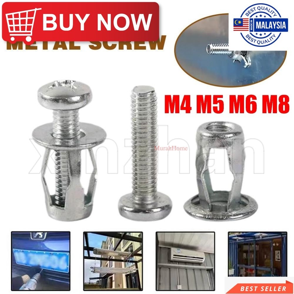 MH 4Pcs M4 M5 M6 M8 Jack Nuts / Mental Hollow Wall Iron Skin Nut Bolt ...