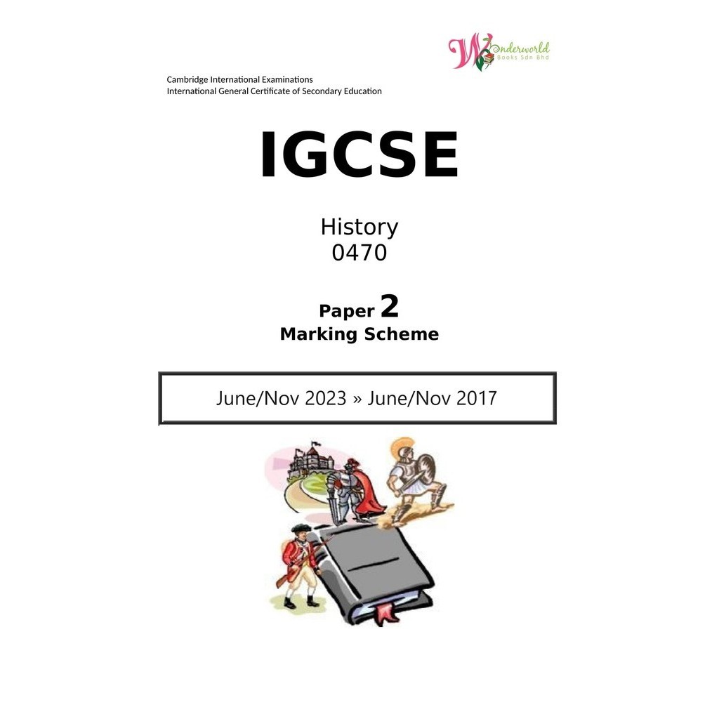 IGCSE History 0470 | Paper 2 | Marking Scheme | Shopee Malaysia