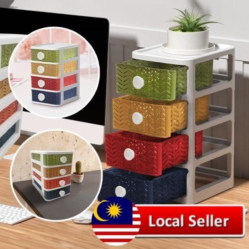 Light Weight 4 Tiers Mini Drawer OrganizerJewelry Cosmetic Storage Laci ...
