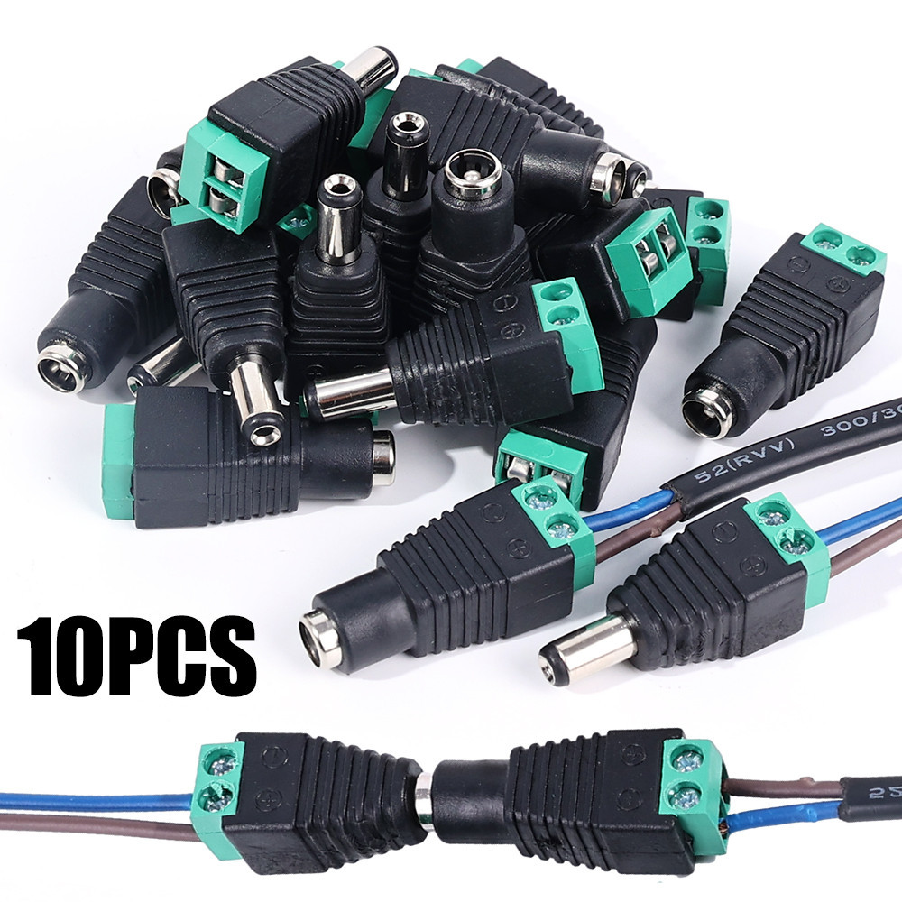 10Pcs Female/ Male DC 12V Connector Power Plug Adapter Single Color LED ...