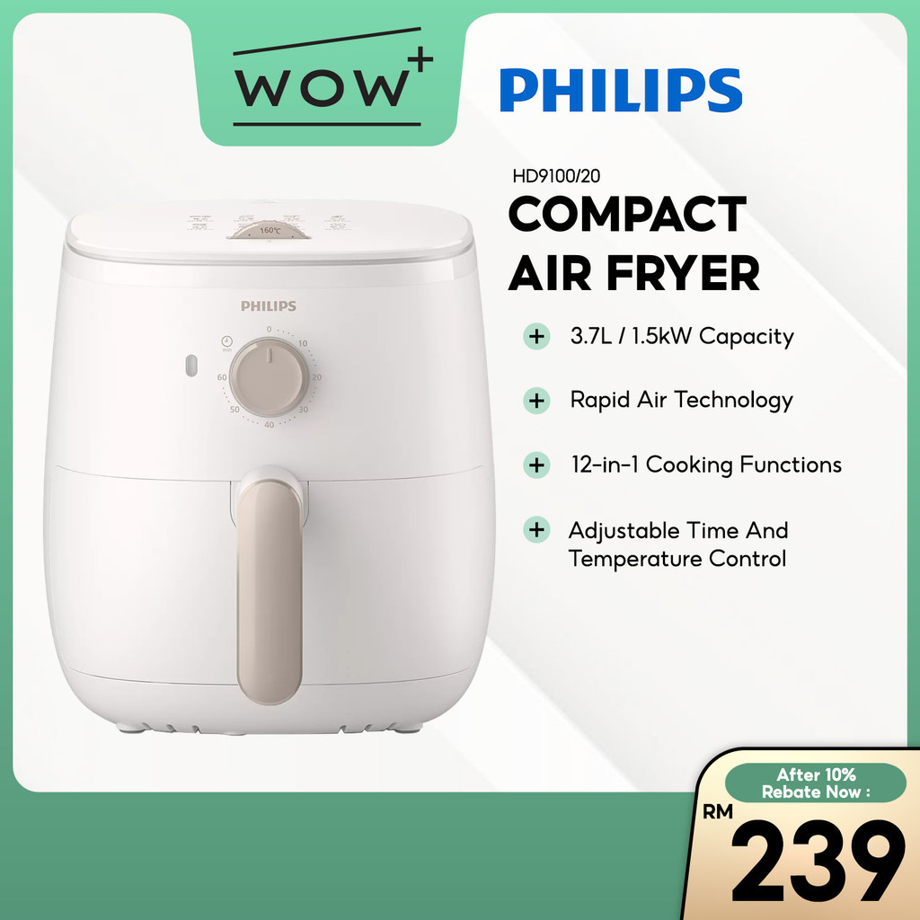 Philips HD9100/20 Compact Air Fryer - 3.7L / 1500W, Featuring Rapid Air ...