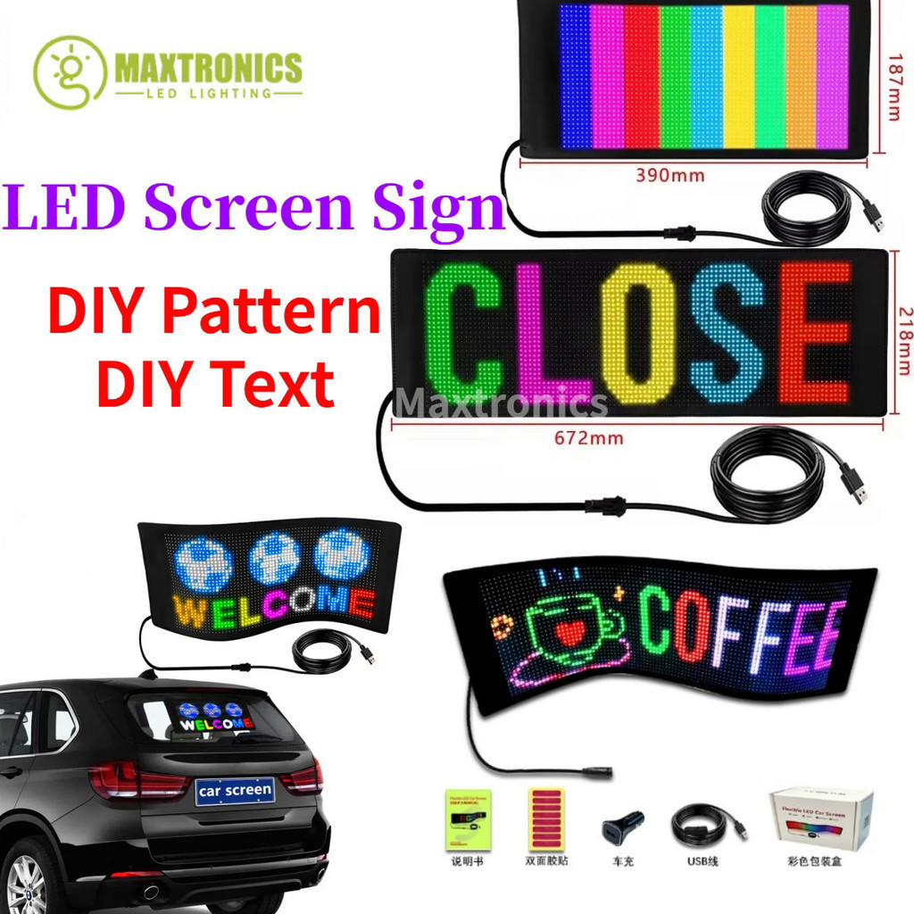 LED Screen Sign RGB Foldable DIY Scrolling Message APP controls ...