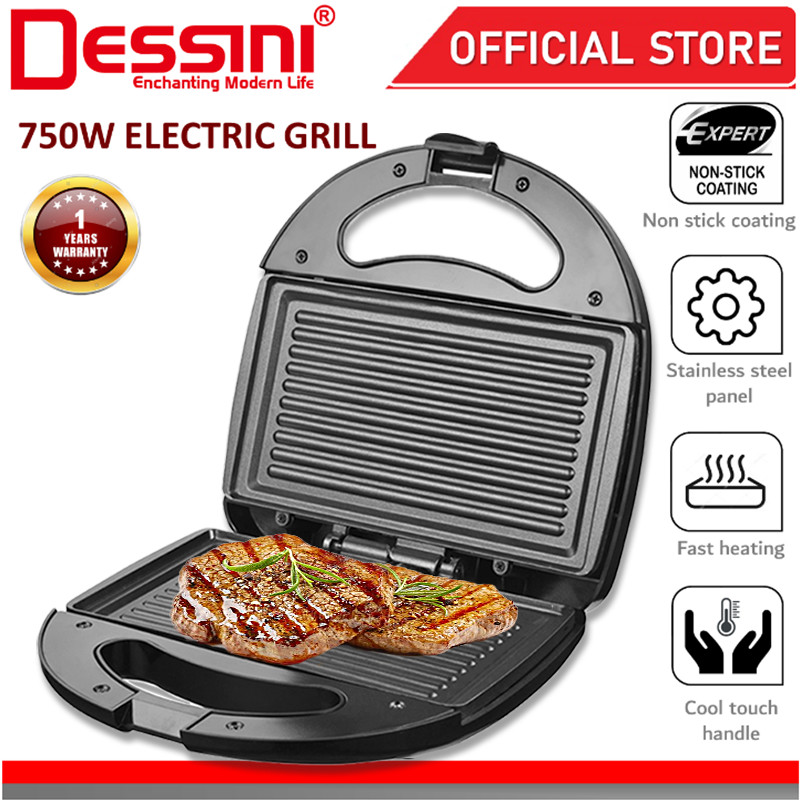DESSINI ITALY Double Sided Electric Pizza Panini Waffle Sandwich Maker ...