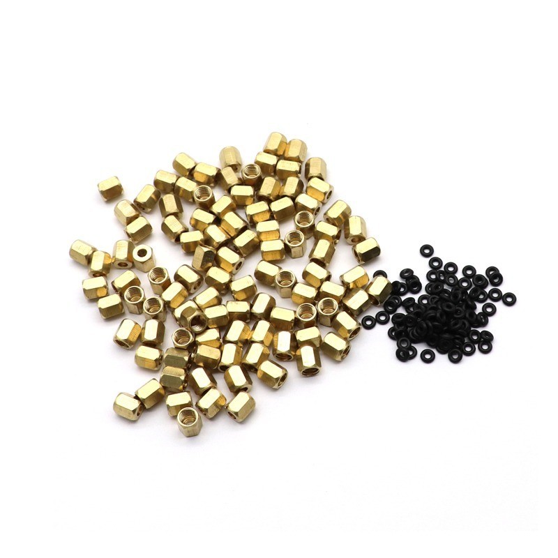 10Pcs printhead damper connector Copper Nut with rubber O ring 3*2mm 4 ...